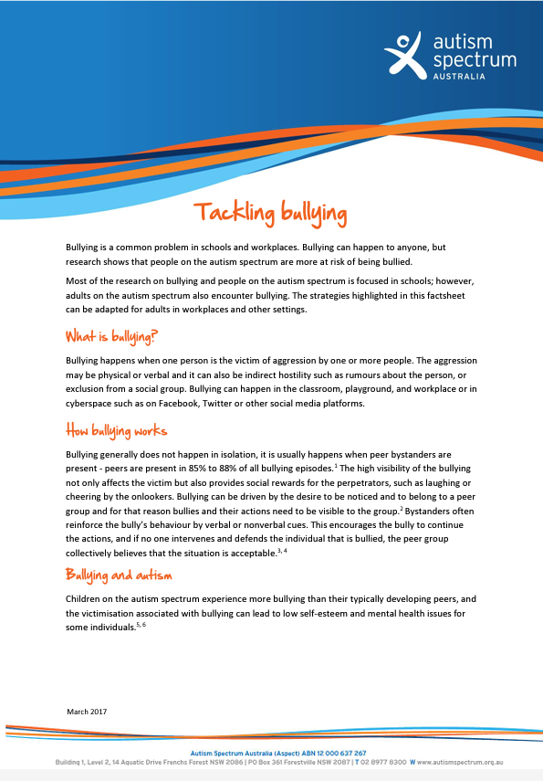 Factsheet Tackling Bullying